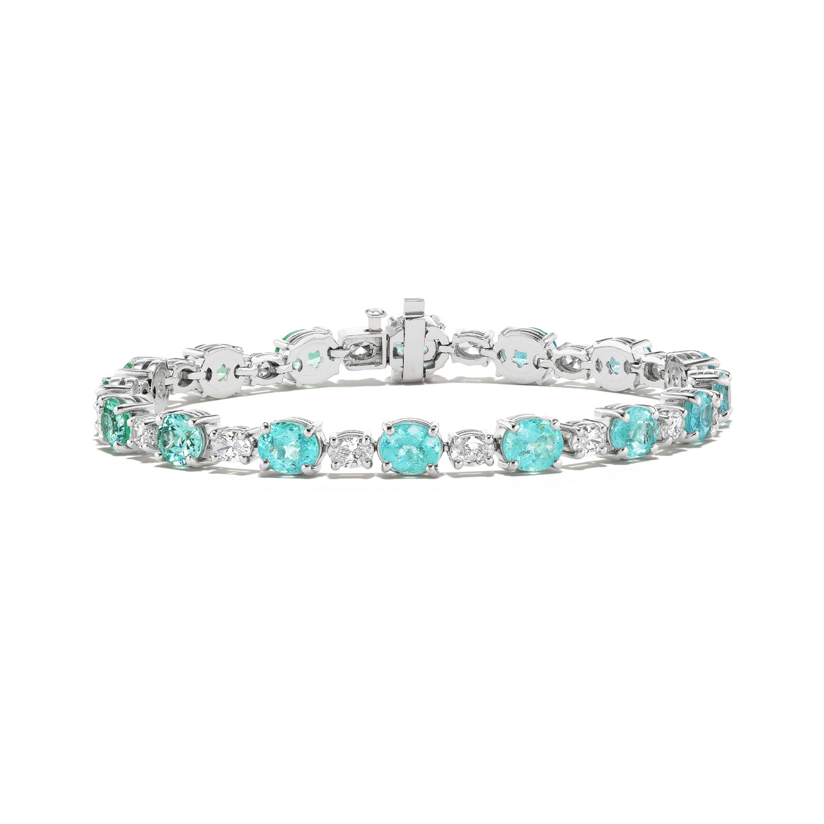 *NEW* Bespoke 10.13 Carat Oval Ombré Paraíba Tourmaline & Diamond Brac ...